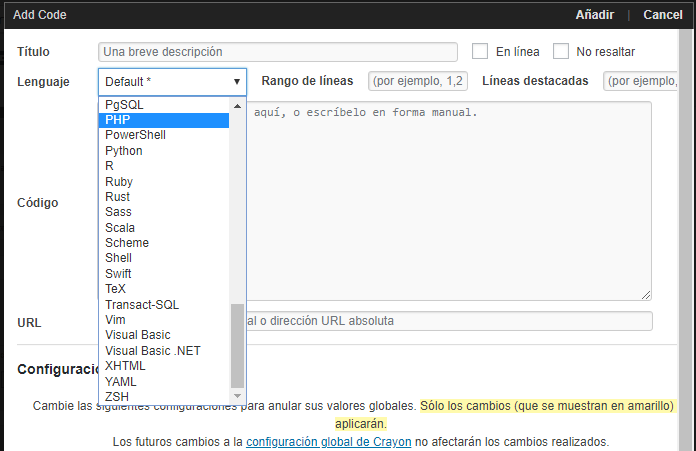 Cómo insertar código visual en Entrada o Página de WordPress